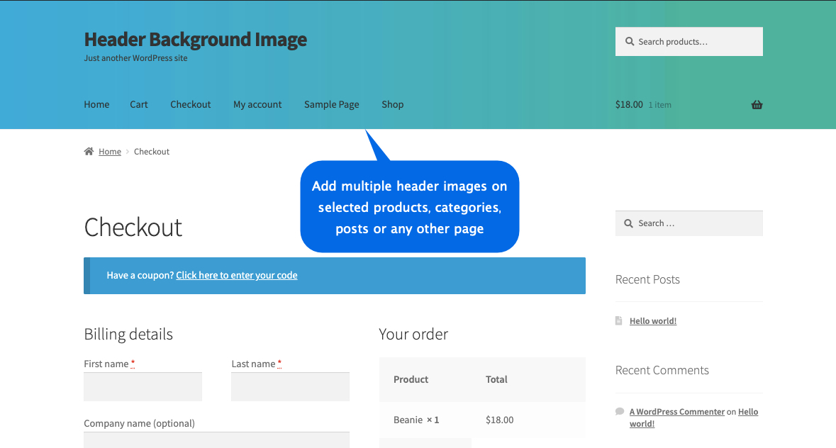 Wordpress Header Image Plugin Woocommerce Header Image By Addify